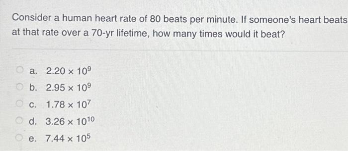 Solved Consider a human heart rate of 80 beats per minute. | Chegg.com