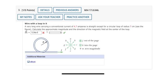 Solved Wire with a loop in it A very long wire carrying a | Chegg.com