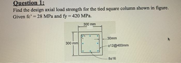 Solved Question 1: Find the design axial load strength for | Chegg.com