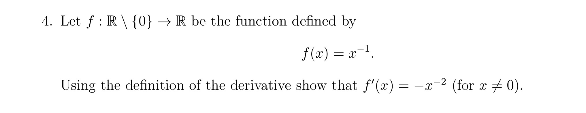 Solved Let f:R??{0}→R ﻿be the function defined | Chegg.com