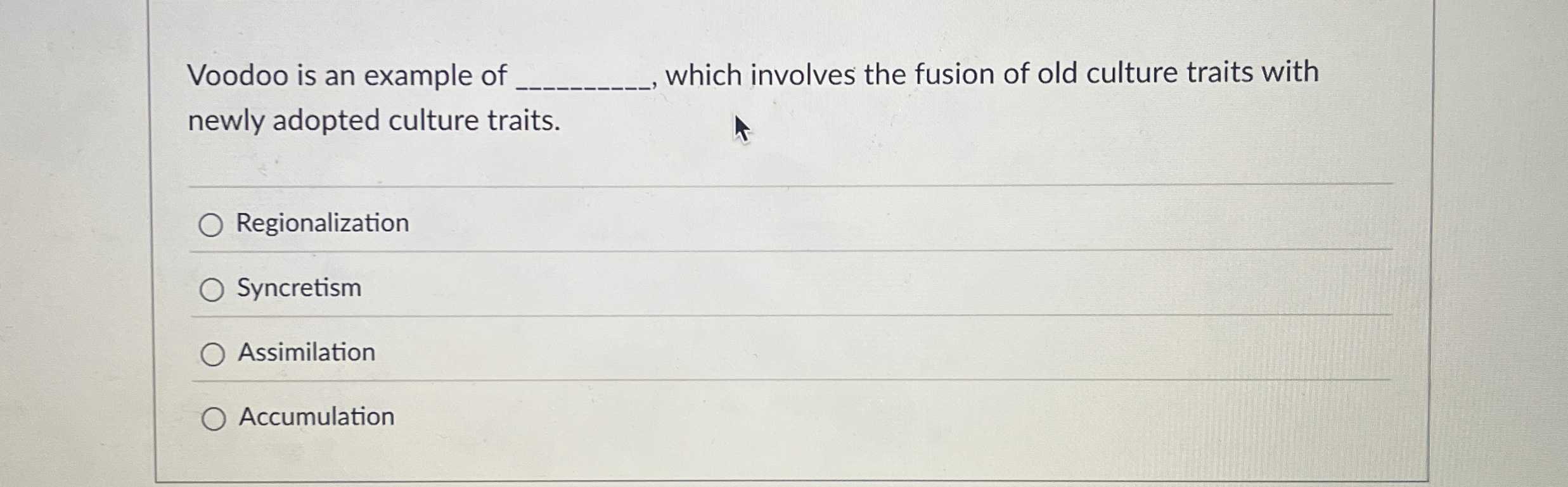 Solved Voodoo is an example of ﻿which involves the fusion | Chegg.com