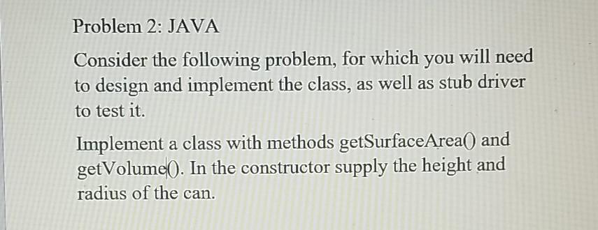 Solved Problem 2: JAVA Consider the following problem, for | Chegg.com