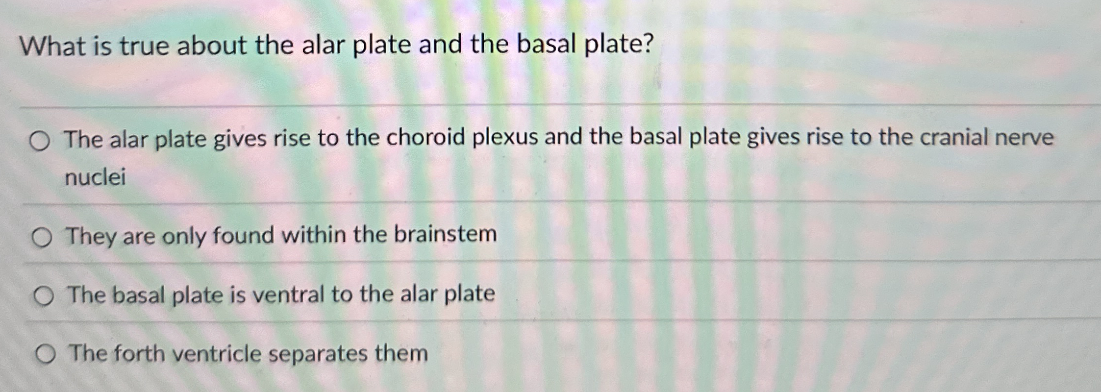 Solved What is true about the alar plate and the basal | Chegg.com