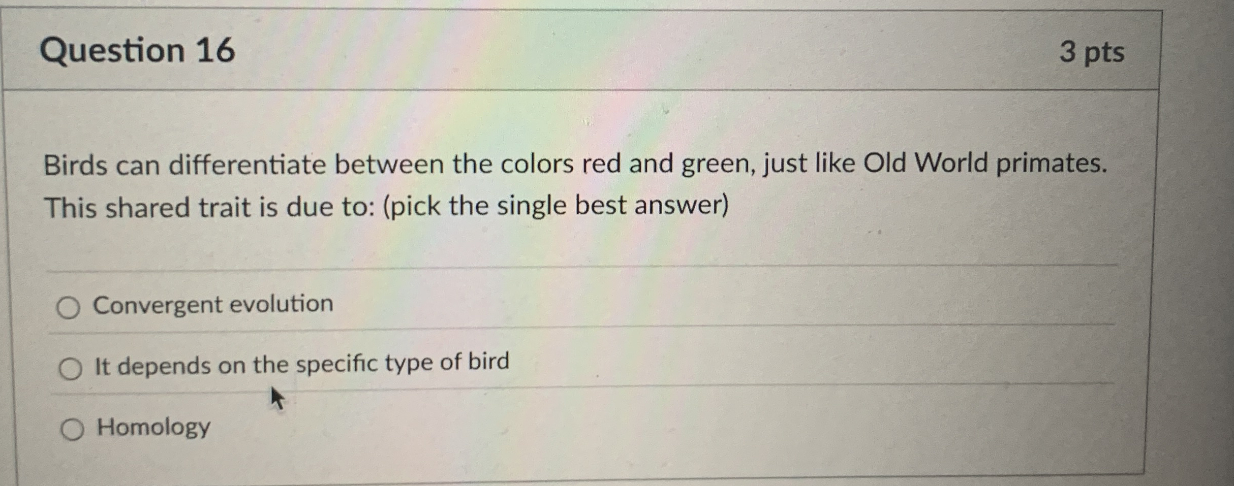 High Quality SOLUTION Question 163 ﻿ptsBirds can differentiate between ...