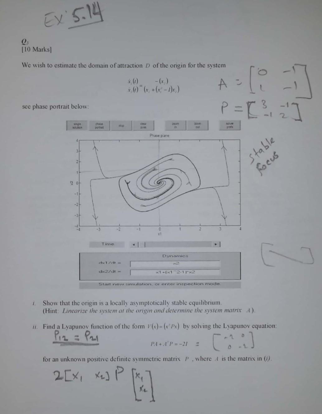 We wish to estimate the domain of attraction D of the | Chegg.com