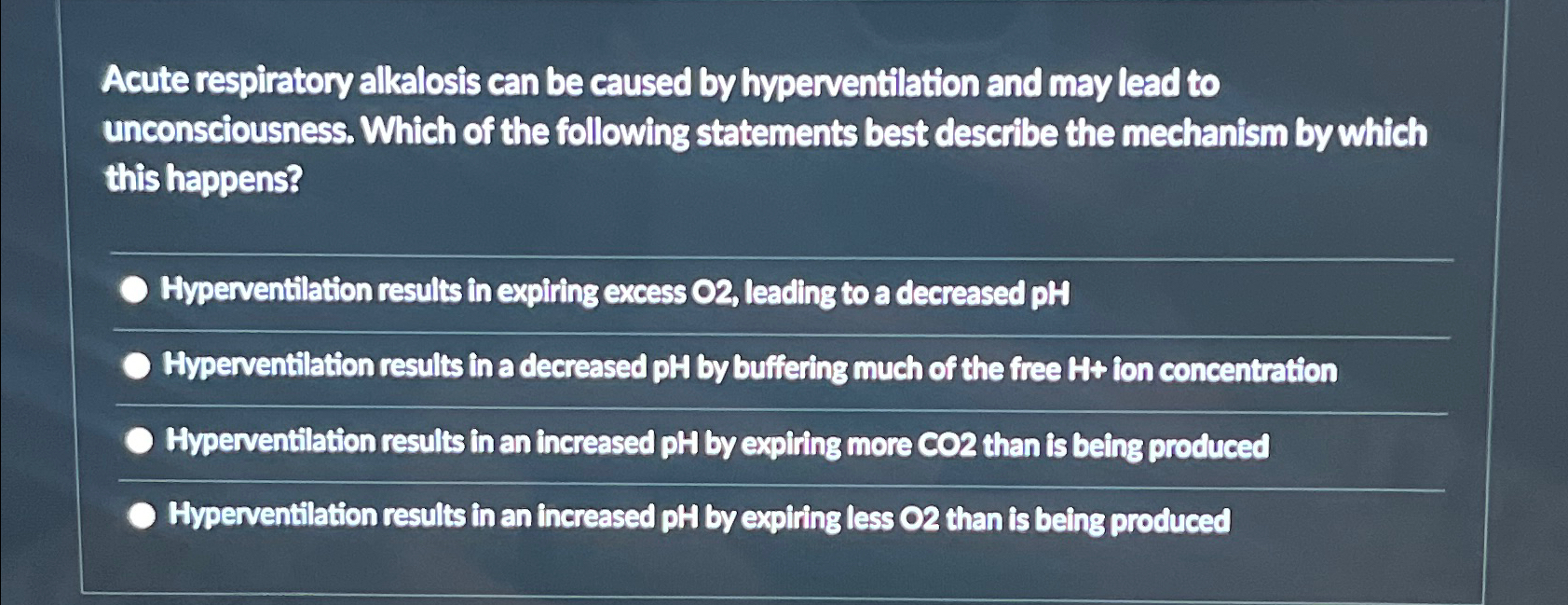 Solved Acute respiratory alkalosis can be caused by | Chegg.com