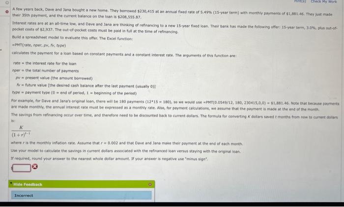 A few years back, Dave and Jana bought a new home. | Chegg.com
