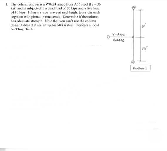 Solved The column shown is a W8 ×24 ﻿made from A 36 ﻿steel | Chegg.com