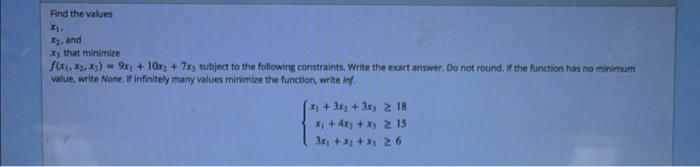 Solved Find the values x1. x2, and x3 that minimize | Chegg.com