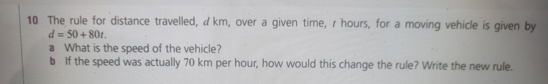Solved 10 ﻿The rule for distance travelled, dkm, ﻿over a | Chegg.com