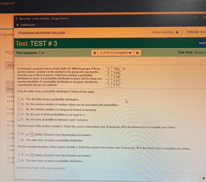 Solved college.com P Take a Test-minian martines - Google | Chegg.com Solved college.com P Take a Test-minian martines - Google | Chegg.com