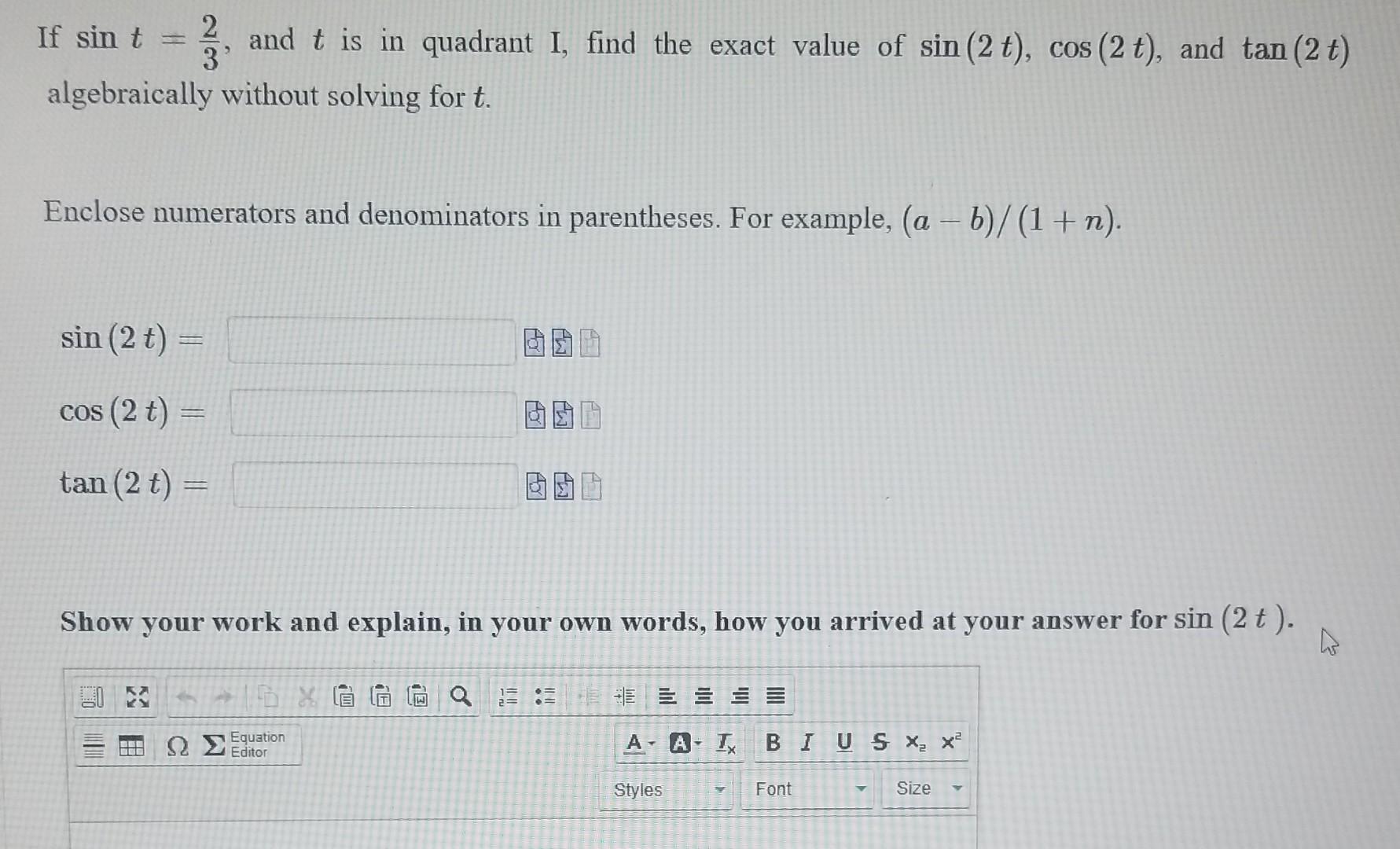 Solved If sint=32, and t is in quadrant I, find the exact | Chegg.com