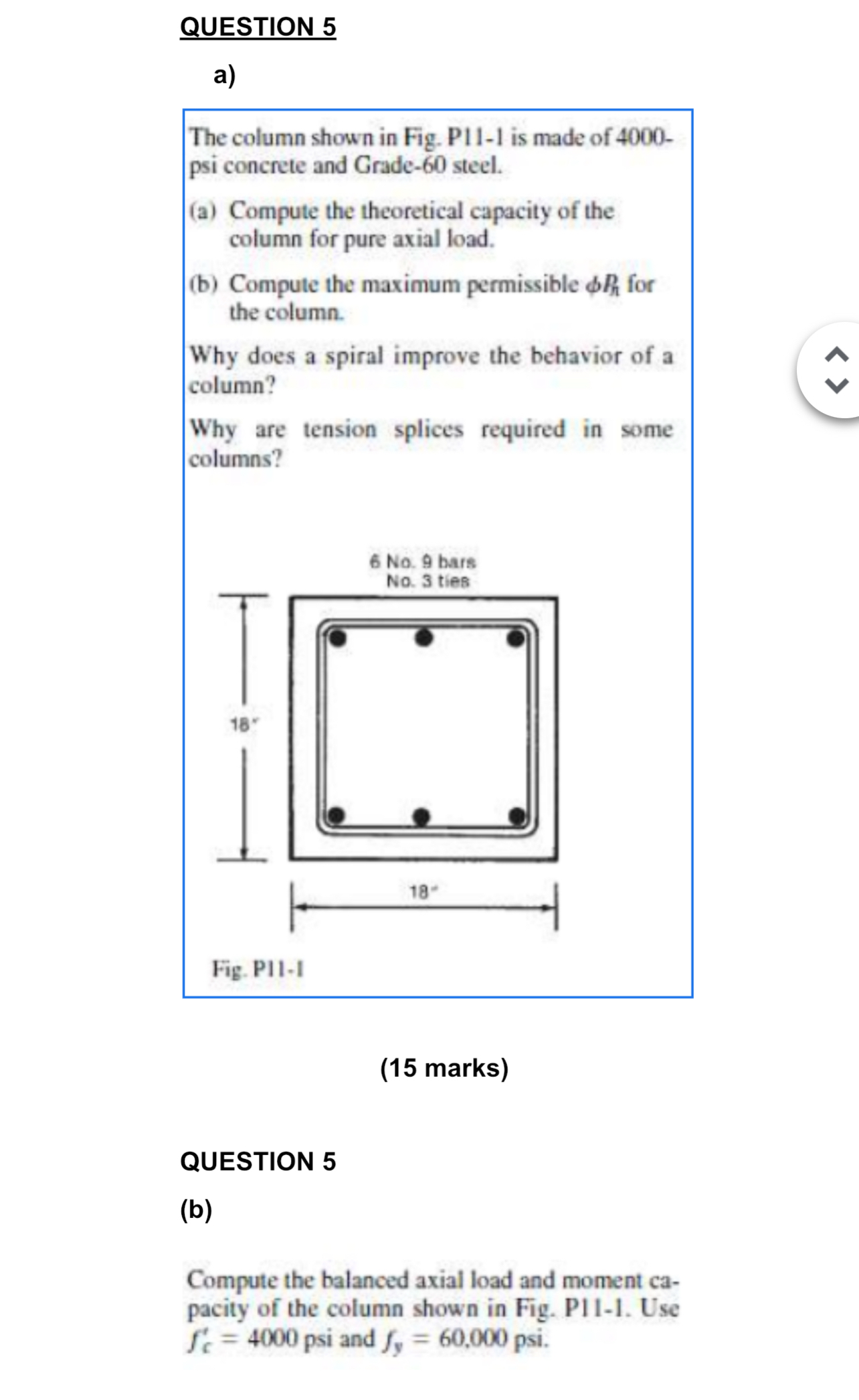Solved QUESTION 5a)The column shown in Fig. P11-1 ﻿is made | Chegg.com