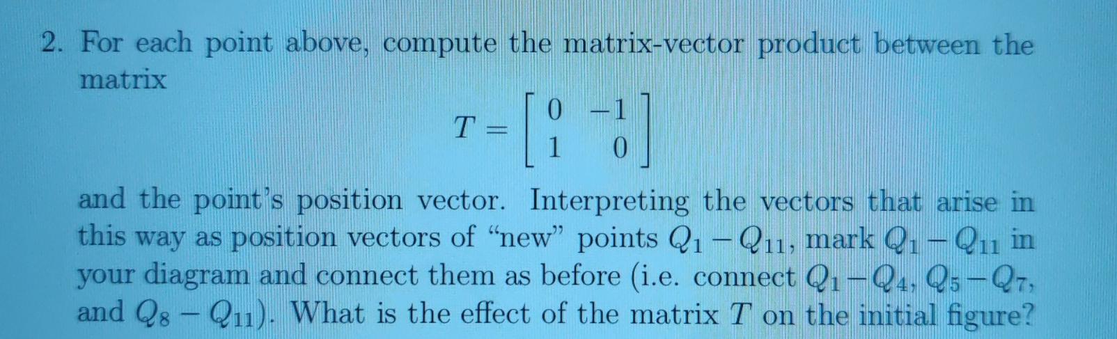 Solved 2. For each point above, compute the matrix-vector | Chegg.com