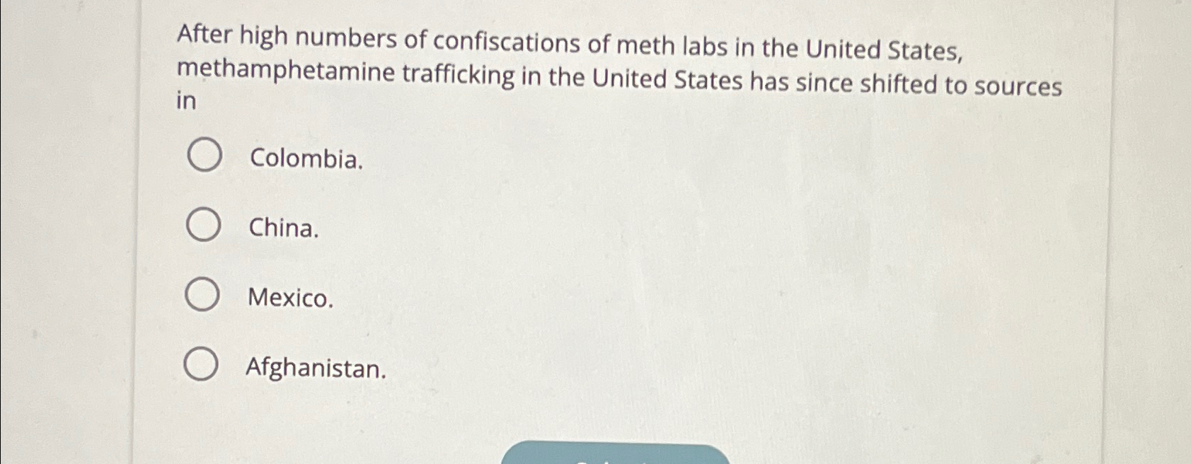Solved After high numbers of confiscations of meth labs in | Chegg.com