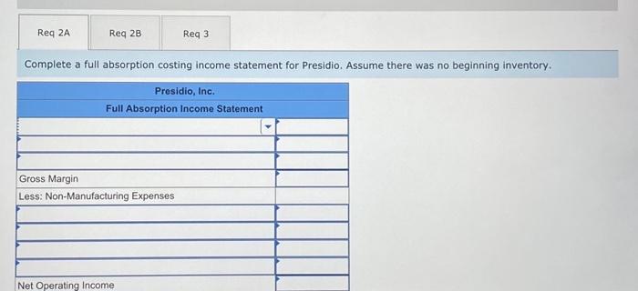 Solved Drop down options for Req 2A are:beginning | Chegg.com