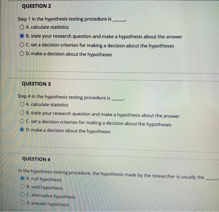 Solved QUESTION 2 Step 1 in the hypothesis testing procedure | Chegg.com