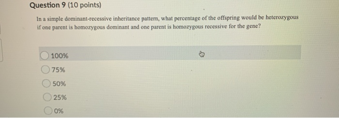 Solved Question 9 (10 points) In a simple dominant-recessive | Chegg.com