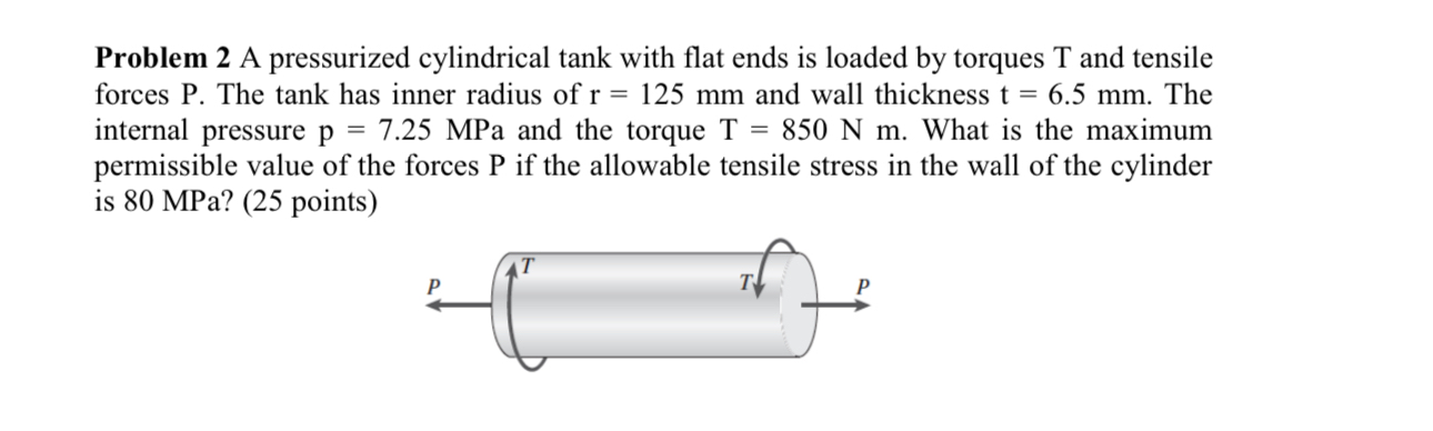 Solved Problem 2 ﻿A pressurized cylindrical tank with flat | Chegg.com