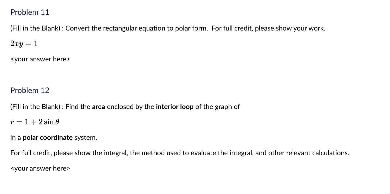 Solved Need help with b oth problem 11 ﻿and problem 12 | Chegg.com