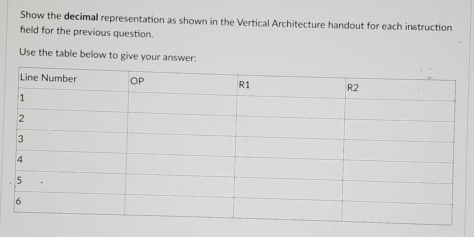 Use the Vertical Microarchitecture Instructions set | Chegg.com