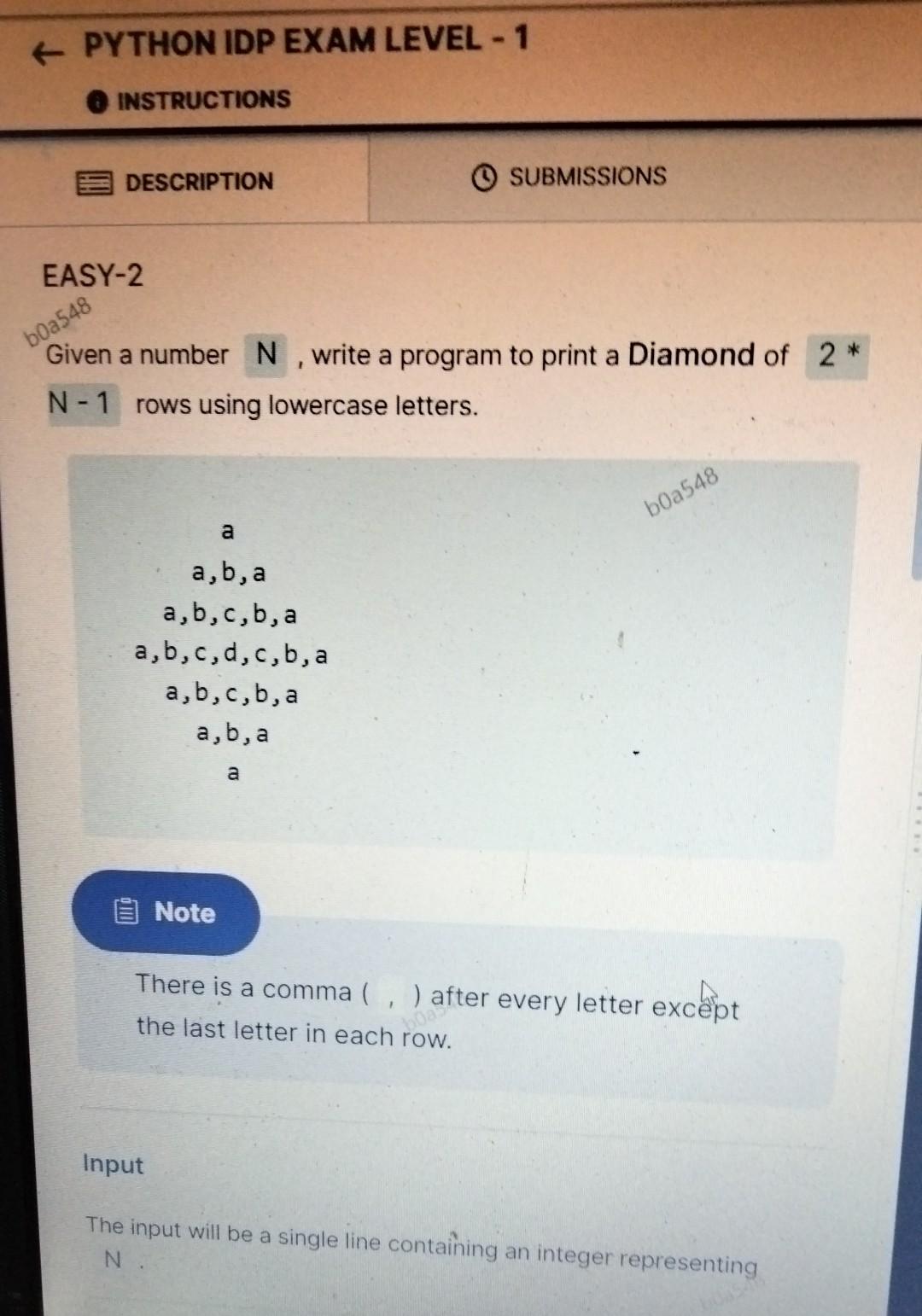 Solved EASY-2 Given a number write a program to print a | Chegg.com