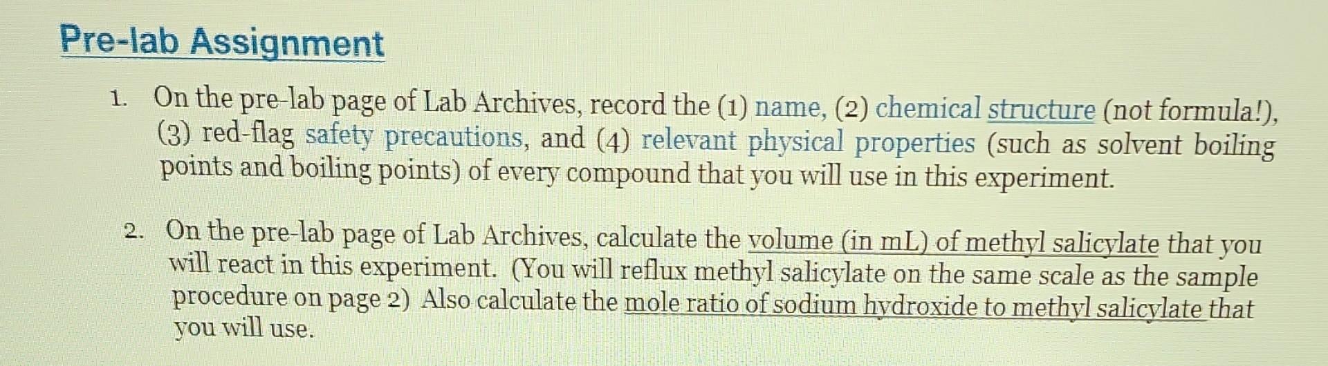 1. On the pre-lab page of Lab Archives, record the | Chegg.com