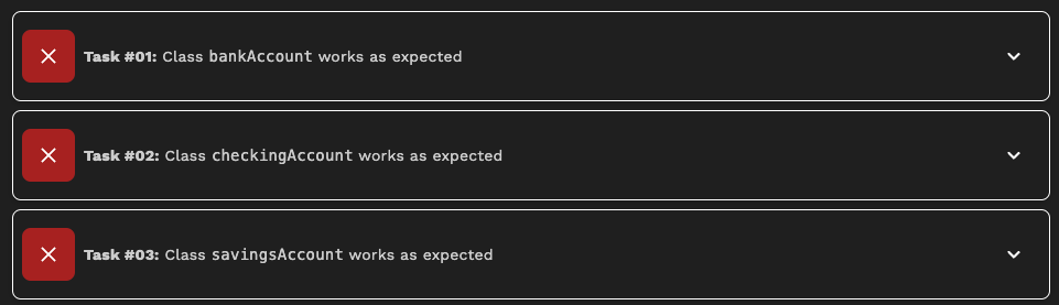 Solved Task #01: Class bankAccount works as expectedTask | Chegg.com