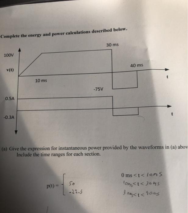 Solved Complete the energy and power calculations described | Chegg.com