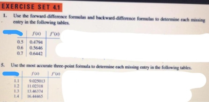 Solved EXERCISE SET 4.1 1. Use the forward difference | Chegg.com