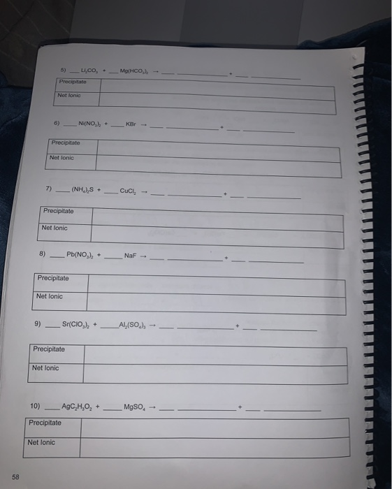 Solved Net lonic Equations Practice Part 1. For each | Chegg.com