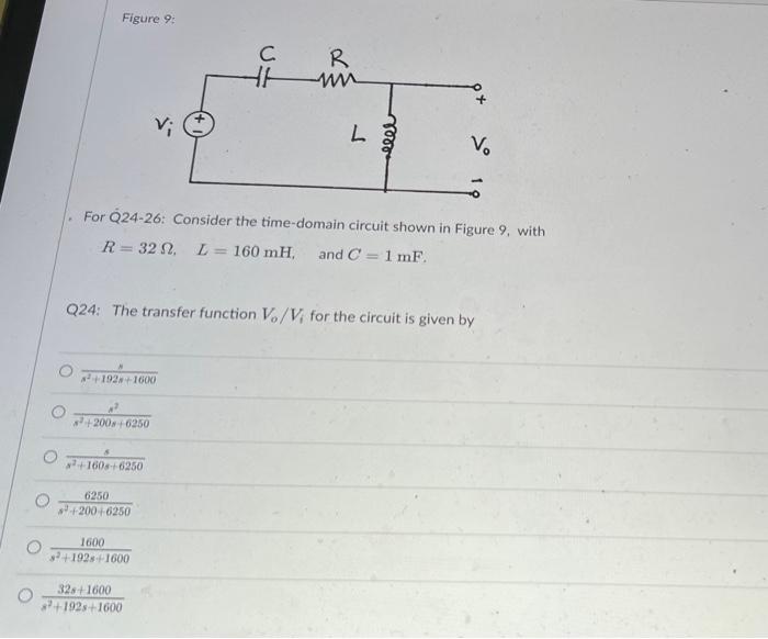 Solved Figure 9: - For Q24-26: Consider the time-domain | Chegg.com