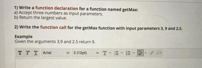 Solved 1 Write A Function Declaration For A Function Named 8897