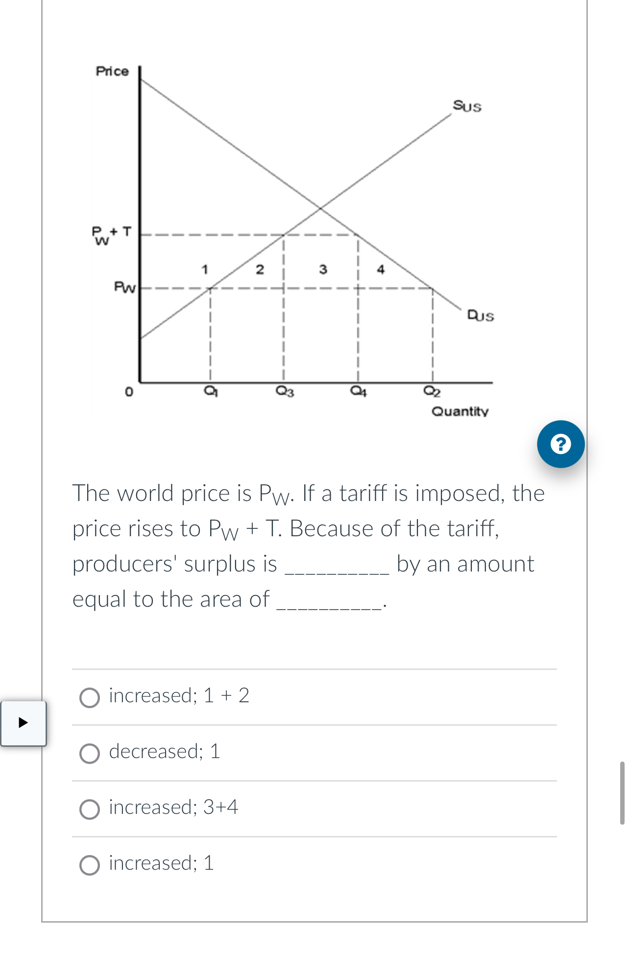 Solved The world price is PW. ﻿If a tariff is imposed, the | Chegg.com