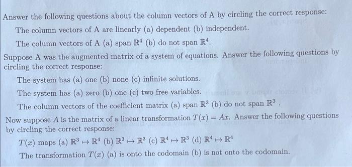 Solved Answer the following questions about the column | Chegg.com