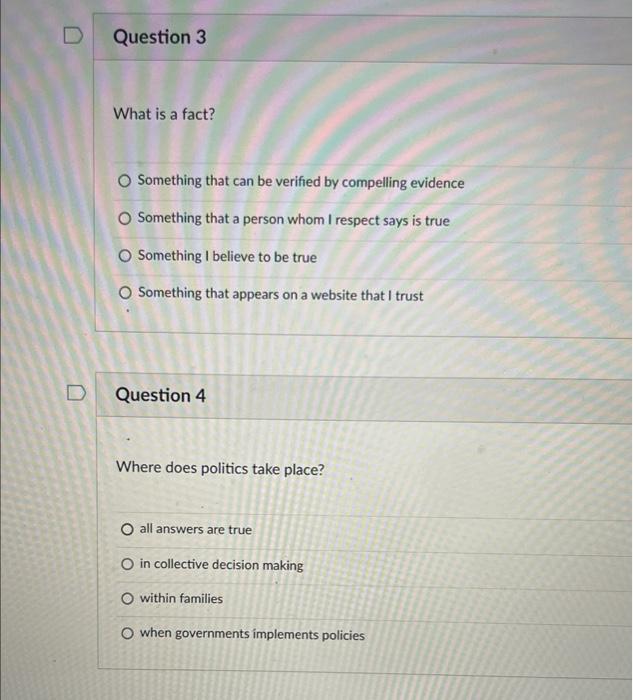 Solved What is a fact? Something that can be verified by | Chegg.com