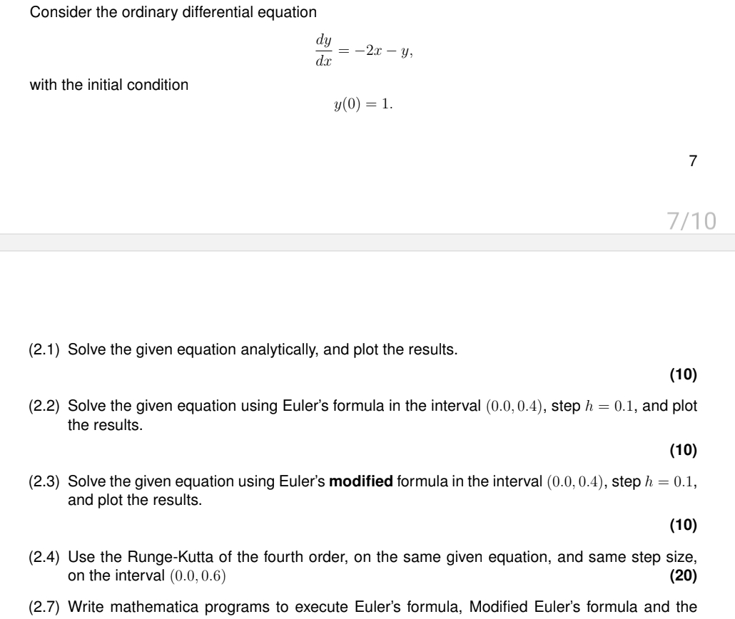 Solved Consider the ordinary differential | Chegg.com