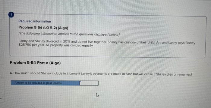 Solved Required information Problem 5-54 (LO 5-2) (Algo) | Chegg.com Solved Required information Problem 5-54 (LO 5-2) (Algo) | Chegg.com