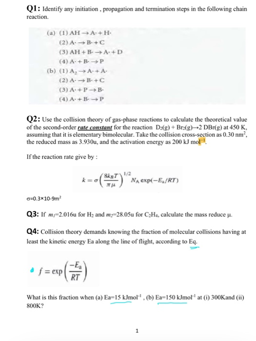 Solved Q1: Identify any initiation , propagation and | Chegg.com