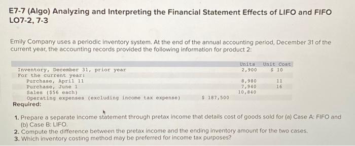 Solved E7-7 (Algo) Analyzing and Interpreting the Financial | Chegg.com