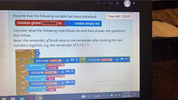 Solved (a) After this code block has executed, what items | Chegg.com