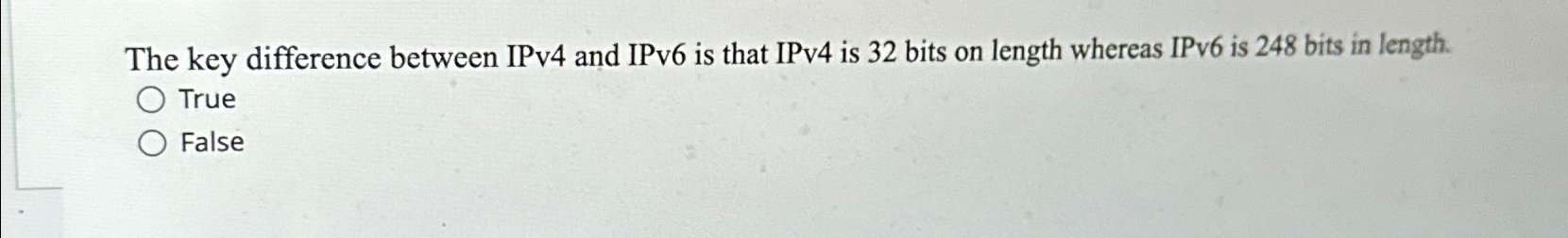 Solved The key difference between IPv4 ﻿and IPv6 ﻿is that | Chegg.com