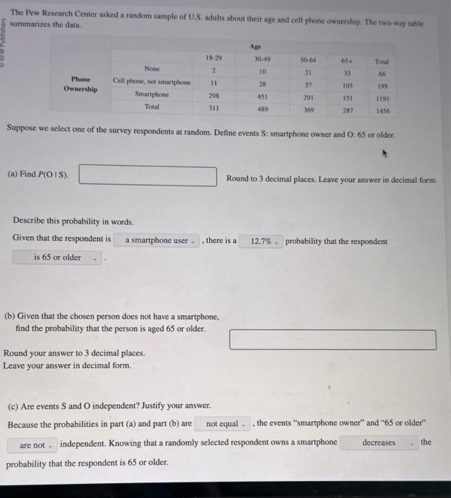 Solved The Pew Research Center asked a random sample of U.S, | Chegg.com