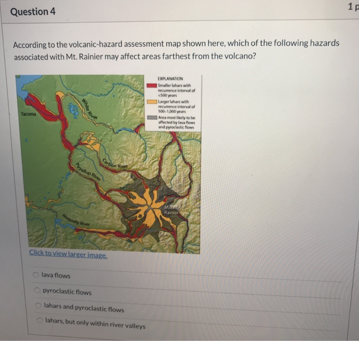 Solved 17 Question 4 According to the volcanic-hazard | Chegg.com