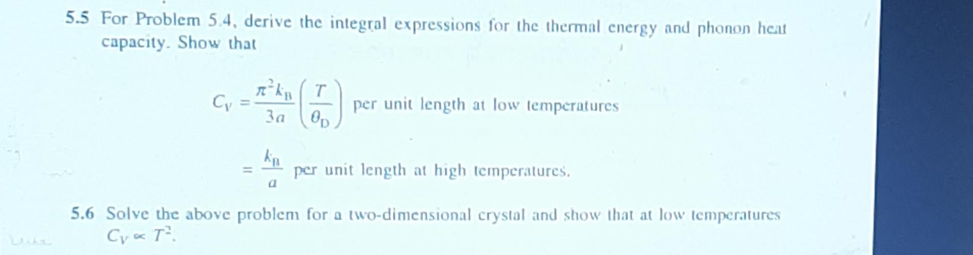 Solved 5.5 For Problem 5.4, derive the integral expressions | Chegg.com