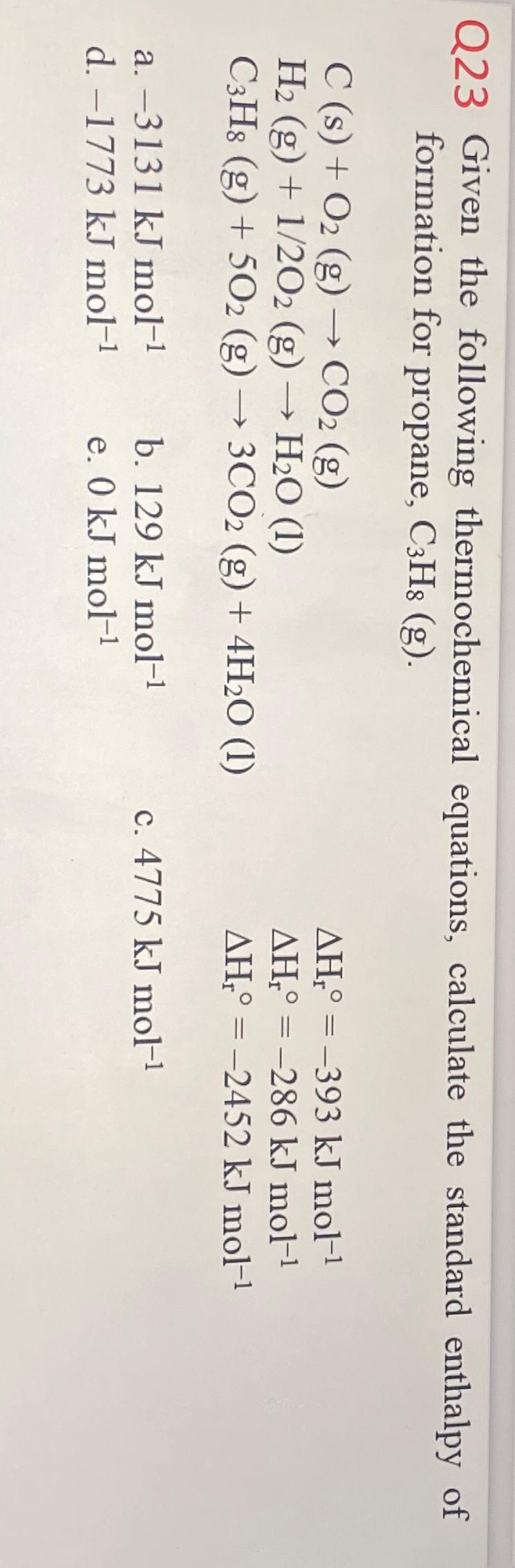 Solved Q23 ﻿Given the following thermochemical equations, | Chegg.com