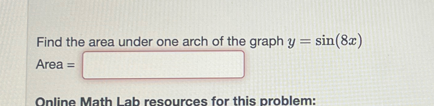 Solved Find the area under one arch of the graph | Chegg.com