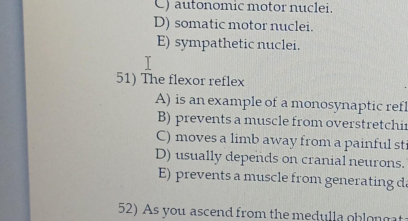C) autonomic motor nuclei. D) somatic motor nuclei. | Chegg.com