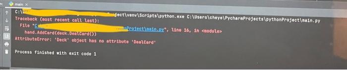 Solved main x C: dect\venv\Scripts\python.exe C:\Users\cheyo | Chegg.com