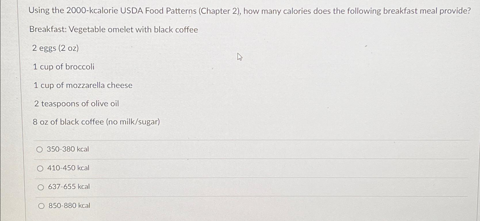 Using the 2000-kcalorie USDA Food Patterns (Chapter | Chegg.com